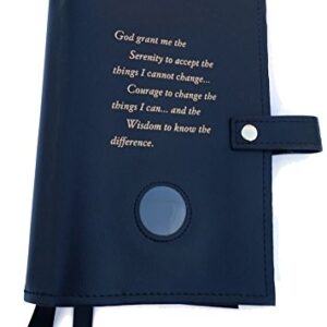 Black Deluxe Triple NA Book Cover for The Basic Text (6th Ed), It Works, How and Why and Living Clean with Serenity Prayer and Medallion Holder.