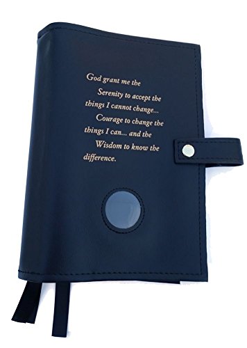 Black Deluxe Triple NA Book Cover for The Basic Text (6th Ed), It Works, How and Why and Living Clean with Serenity Prayer and Medallion Holder.