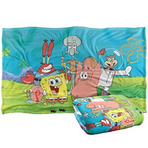 spongebob blanket, 36″x58″ spongebob group scene silky touch super soft throw blanket