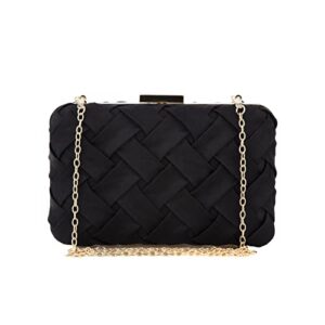 gripit elegant women woven clutch purse for bridal wedding party handbag prom evening clutch bags formal clutch,black