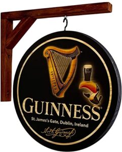 nuek guinness double sided pub sign, black, yellow, brown