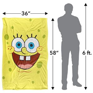 Spongebob Blanket, 36"x58" Spongebob Goofy Smile Face Silky Touch Super Soft Throw Blanket