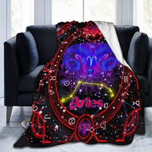 cartoon aries blanket constellations throw blankets soft horoscope astrology flannel throw blanket zodiac sign 50″x40″