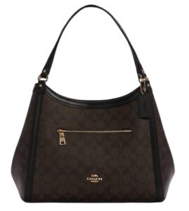 coach women’s kristy shoulder bag (brown black)