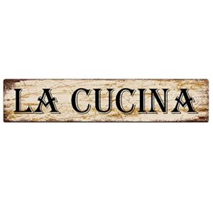 kilspu la cucina sign vintage metal sign retro metal plaque bar pub poster wall art decor tin sign 4×16 in / 10×40 cm