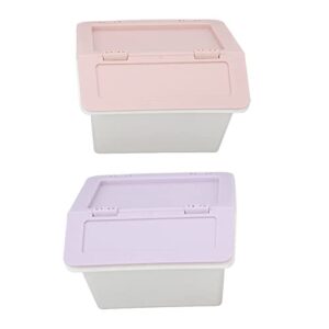 Desk Storage Box Purple Pink Dust Cover Stackable Design Keeping Tidy Skincare Organizer for Cosmetic