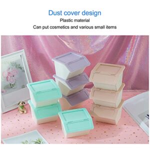 Desk Storage Box Purple Pink Dust Cover Stackable Design Keeping Tidy Skincare Organizer for Cosmetic