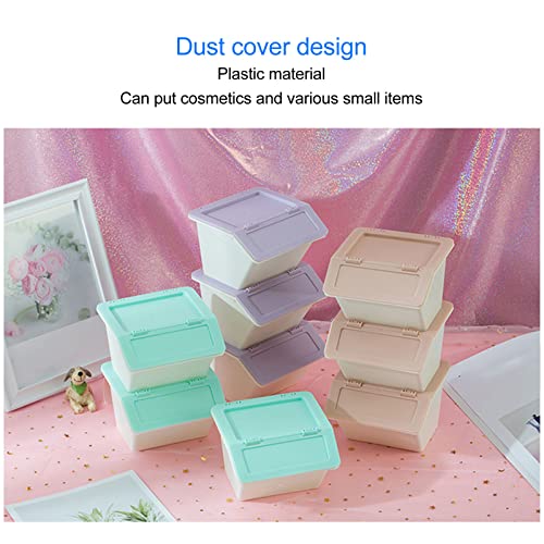 Desk Storage Box Purple Pink Dust Cover Stackable Design Keeping Tidy Skincare Organizer for Cosmetic