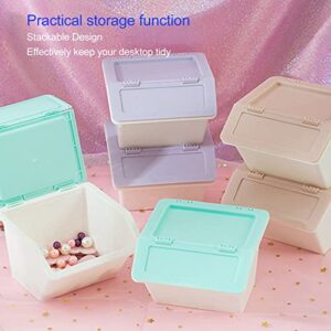 Desk Storage Box Purple Pink Dust Cover Stackable Design Keeping Tidy Skincare Organizer for Cosmetic