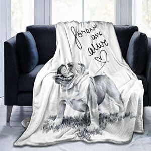 bxuoe ultra-soft fleece bed blanket fuzzy flannel throw blanket unique sketch english bulldog puppy dog warm cozy sofa blankets for bedroom livingroom chair, all-season gift 40”x50”