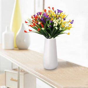 Lokediren Artificial Flowers for Outdoors, 16 Bundles Fake Plants UV Resistant,Faux Plastic Flower for Outdoor Outside Decorations