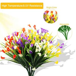 Lokediren Artificial Flowers for Outdoors, 16 Bundles Fake Plants UV Resistant,Faux Plastic Flower for Outdoor Outside Decorations