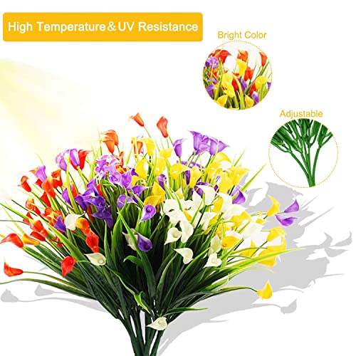 Lokediren Artificial Flowers for Outdoors, 16 Bundles Fake Plants UV Resistant,Faux Plastic Flower for Outdoor Outside Decorations