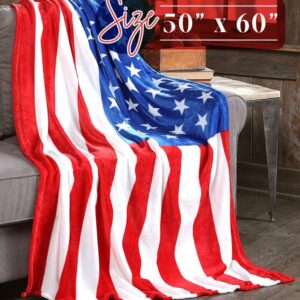 Elegant Comfort Lightweight Printed Throw Blanket- All Season, Ultra Soft, Cozy and Plush- Decorative Throw Blankets, Perfect for Lounging, 50 x 70 inches, American Flag, Throw Blanket