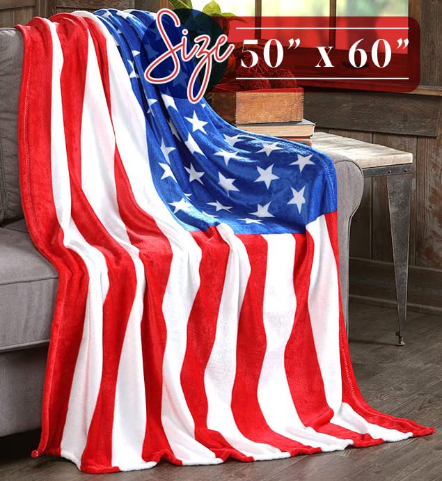 Elegant Comfort Lightweight Printed Throw Blanket- All Season, Ultra Soft, Cozy and Plush- Decorative Throw Blankets, Perfect for Lounging, 50 x 70 inches, American Flag, Throw Blanket