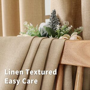 BGment Natural Faux Linen Curtains for Bedroom, Grommet Thick Linen Semi Sheer Drapes Light Filtering Privacy Window Treatments Curtains for Living Room, Set of 2 Panels, 52 x 84 Inch, Natural