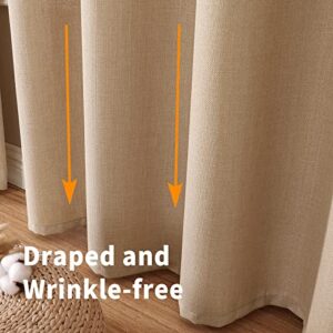 BGment Natural Faux Linen Curtains for Bedroom, Grommet Thick Linen Semi Sheer Drapes Light Filtering Privacy Window Treatments Curtains for Living Room, Set of 2 Panels, 52 x 84 Inch, Natural