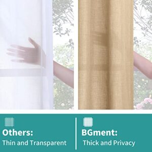 BGment Natural Faux Linen Curtains for Bedroom, Grommet Thick Linen Semi Sheer Drapes Light Filtering Privacy Window Treatments Curtains for Living Room, Set of 2 Panels, 52 x 84 Inch, Natural