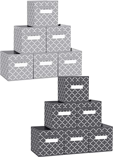 FabTotes Storage Bins 6 Pack Collapsible Storage Cubes, 11"x10.5"x10.5" Large Toy Book Organizer Boxes with Handles and Label Card & Label Holder, Baskets for Organizing Closet Shelves