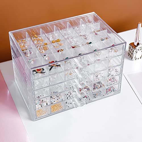 Earring Storage Box Organizer, Acrylic Jewelry Storage Box Holder 5 Drawers Transparent Jewelry Display Stand with 120 Small Compartments Gift Boxes for Women Girls