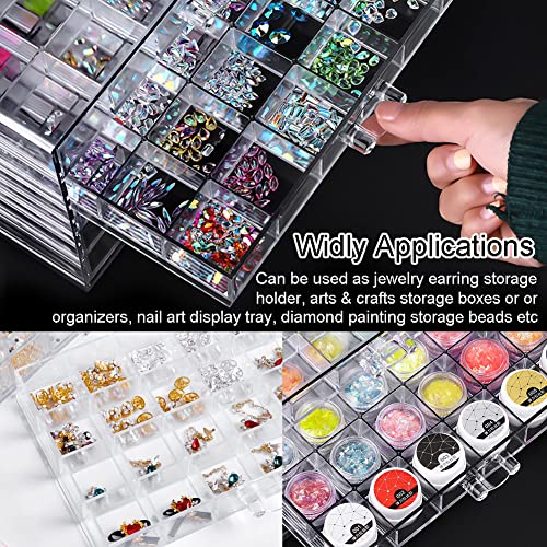 Earring Storage Box Organizer, Acrylic Jewelry Storage Box Holder 5 Drawers Transparent Jewelry Display Stand with 120 Small Compartments Gift Boxes for Women Girls