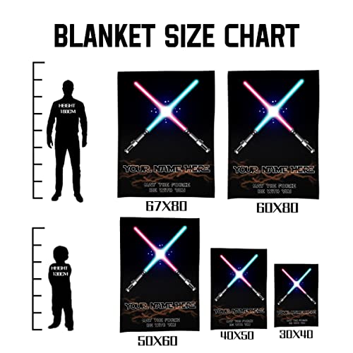 MXZLBY Personalized Lightsaber Theme Throw Blanket for Home, Travel, Boys, Men, Gifts, Customized Presents for Boyfriends Parents on Christmas New Year Fathers Mothers Day Easter, Baby Blanket