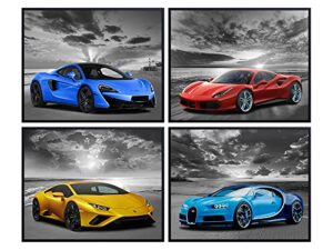 lamborghini mclaren ferrari bugatti wall art – boys room decor – race car decor – sports car posters set – man cave decor – garage wall decor – bar wall decor – coastal ocean beach theme