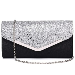 gurina womens shiny sequins evening clutch sparkling party handbag glittered envelope clutch bling shoulder bag for wedding party prom