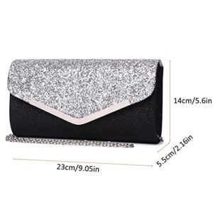 Gurina Womens Shiny Sequins Evening Clutch Sparkling Party Handbag Glittered Envelope Clutch Bling Shoulder Bag for Wedding Party Prom