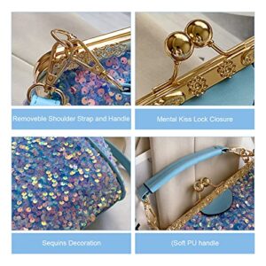 Lanpet Women Vintage Handbag Sequin Crossbody Shoulder Bag Kiss Lock PU Leather Messenger Tote Bag