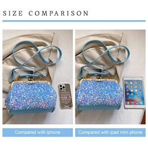 Lanpet Women Vintage Handbag Sequin Crossbody Shoulder Bag Kiss Lock PU Leather Messenger Tote Bag