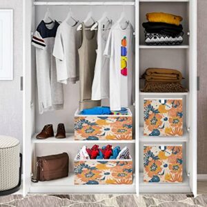 Kigai Beautiful Autumn Floral Pattern Open Home Storage Bins for Home Organization and Storage, Collapsible Closet Storage Bins, 11.02"L x 11.02"W x 11.02"H