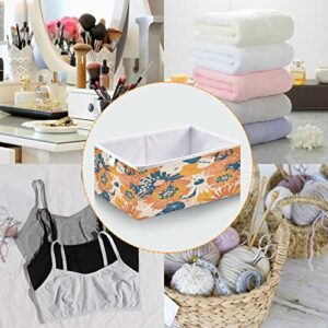 Kigai Beautiful Autumn Floral Pattern Open Home Storage Bins for Home Organization and Storage, Collapsible Closet Storage Bins, 11.02"L x 11.02"W x 11.02"H