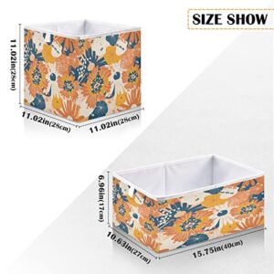 Kigai Beautiful Autumn Floral Pattern Open Home Storage Bins for Home Organization and Storage, Collapsible Closet Storage Bins, 11.02"L x 11.02"W x 11.02"H