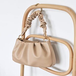 Cloud Pouch Bag Women Shoulder Handbag Soft Vegan Leather Vintage Hobo Chain Cross body Bag (Nude)