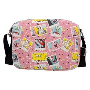 buckle down nickelodeon bag, cross body, rectangle, friends snapshots photos scattered, pink, vegan leather, spongebob squarepants