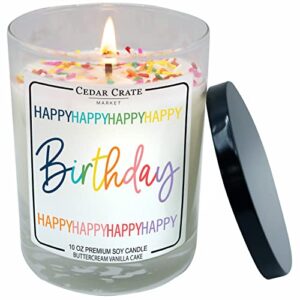 happy birthday candle – happy birthday – best friends, friendship gifts for women, birthday gift ideas for friends female, unique birthday candles gifts for bestie, sister, buttercream vanilla cake