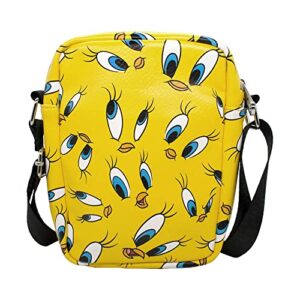 Looney Tunes Bag, Cross Body, with Looney Tunes Tweety Expressions Scattered, Yellow, Vegan Leather