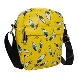 Looney Tunes Bag, Cross Body, with Looney Tunes Tweety Expressions Scattered, Yellow, Vegan Leather