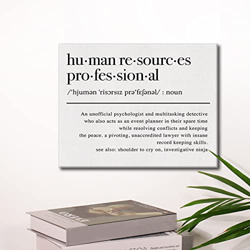 Funny HR Wall Art Canvas Print Inspirational Human Resources Professional Poster Framed Artwork Motivational Painting for Office Home Wall & Tabletop Decor