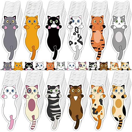 120 Pieces Cute Cat Bookmarks Cardstock Paper Bookmarks with Cutting Arm for Jamming Books Kawaii Anime Bookmarks Funny Animal Paper Bookmarks Cat Party Favor Decor Kids Boys Girls Adults