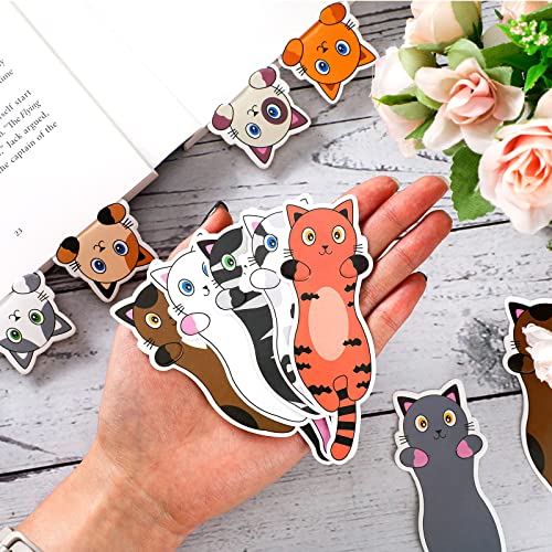 120 Pieces Cute Cat Bookmarks Cardstock Paper Bookmarks with Cutting Arm for Jamming Books Kawaii Anime Bookmarks Funny Animal Paper Bookmarks Cat Party Favor Decor Kids Boys Girls Adults