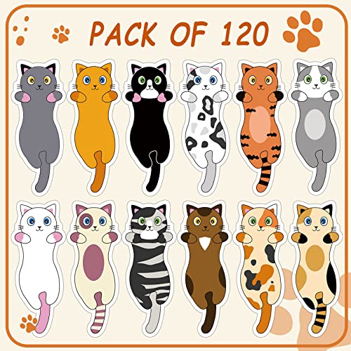 120 Pieces Cute Cat Bookmarks Cardstock Paper Bookmarks with Cutting Arm for Jamming Books Kawaii Anime Bookmarks Funny Animal Paper Bookmarks Cat Party Favor Decor Kids Boys Girls Adults