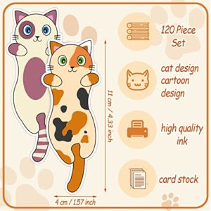 120 Pieces Cute Cat Bookmarks Cardstock Paper Bookmarks with Cutting Arm for Jamming Books Kawaii Anime Bookmarks Funny Animal Paper Bookmarks Cat Party Favor Decor Kids Boys Girls Adults