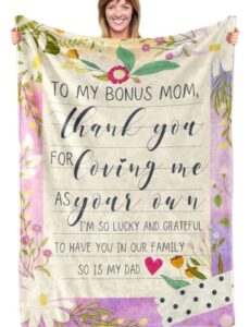 innobeta bonus mom gifts, bonus mom blanket, stepmom gifts, mother’s day birthday gift for stepmother, bonus mom, stepmom, thank you for loving me as your own, soft throw blanket 50″x65″