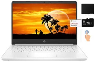 newest hp 14″ touchscreen laptop, intel dual-core n4020, 8gb ram, 128gb storage(64gb emmc+64gb micro sd), webcam, 1yr office, bundle with galliumpi mousepad (white)