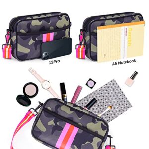 NIDOOT Crossbody Bags For Women,Neoprene Bag,Neoprene Crossbody Bag,Messenger Bag Neoprene Tote Bag, Women/Teenage Girls Gifts Ideas(Green Camouflage)