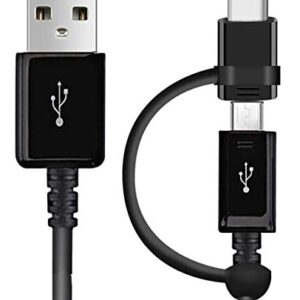 Dual MicroUSB + USB-C Switch Cable Compatible with Samsung Godiva Provides All Around True USB Fast Quick Charging Speeds! (Black)