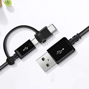 Dual MicroUSB + USB-C Switch Cable Compatible with Samsung Godiva Provides All Around True USB Fast Quick Charging Speeds! (Black)