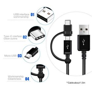 Dual MicroUSB + USB-C Switch Cable Compatible with Samsung Godiva Provides All Around True USB Fast Quick Charging Speeds! (Black)